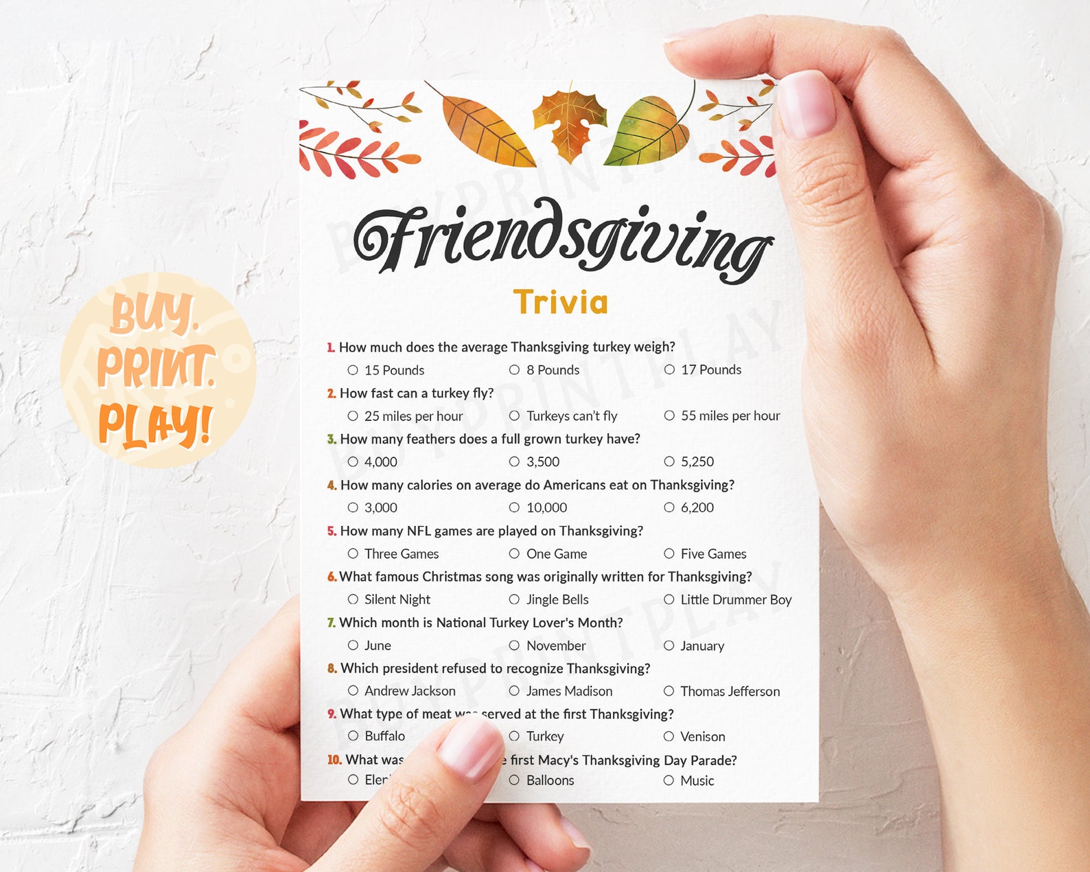 Friendsgiving Trivia Game Thanksgiving Game Printable - Etsy