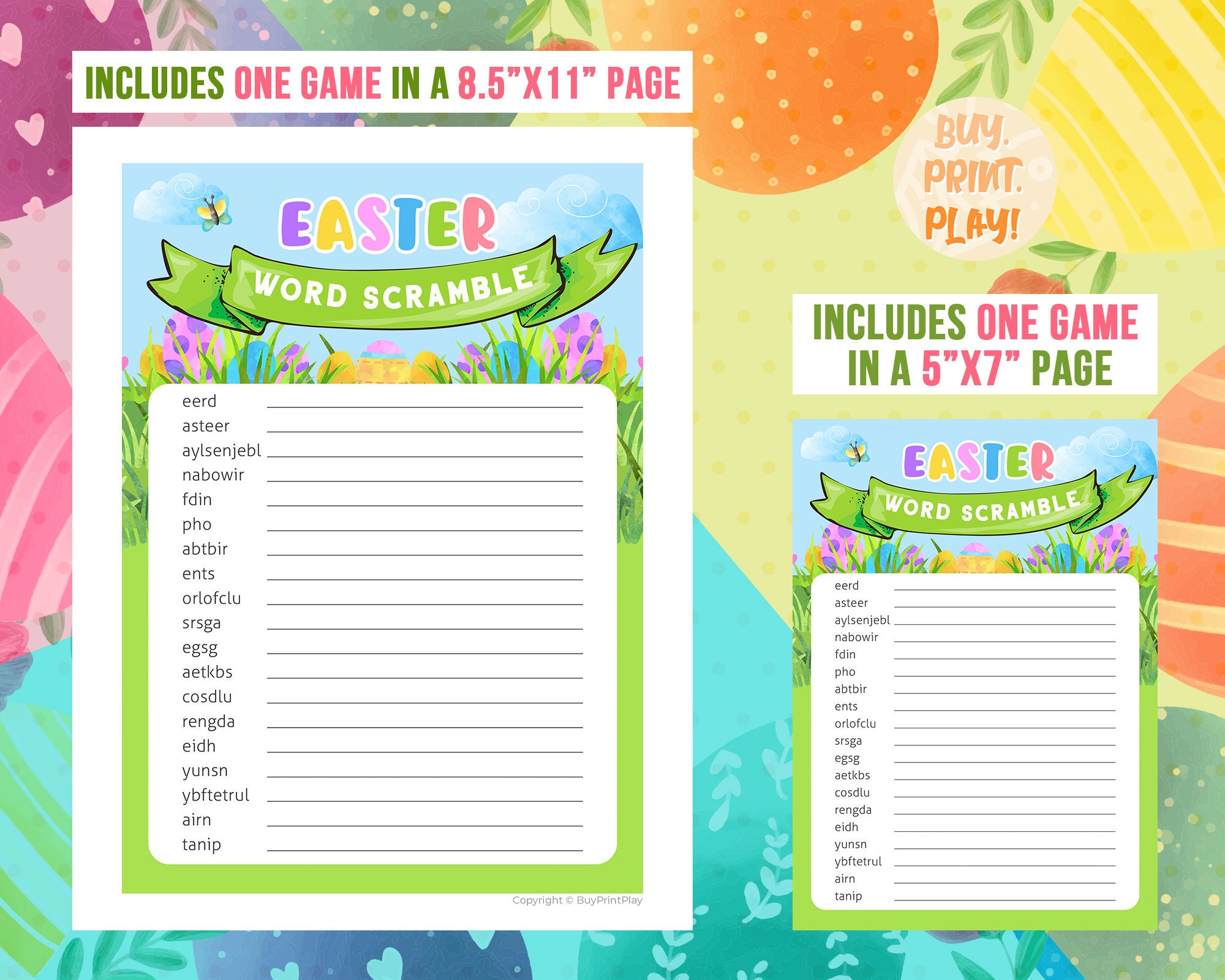 Fun Easter Word Scramble Kids Printable Games Easter | Etsy