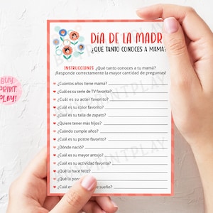 Juegos del Dia de la Madre Quién conoce mejor a mamá Juegos Imprimibles ...