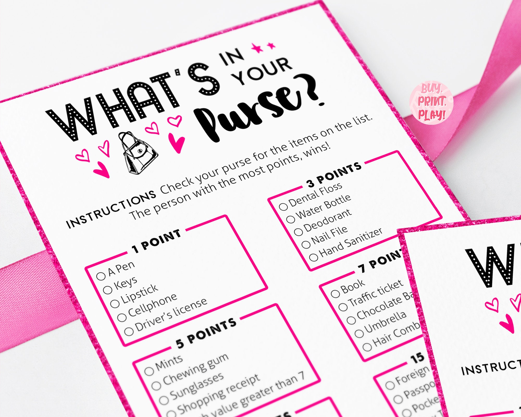 What's in Your Purse Ladies Night Games Whats in Your - Etsy