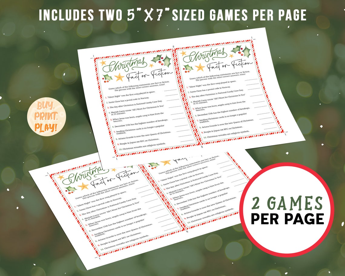 Fun Christmas Games Fact or Fiction True or False Trivia - Etsy