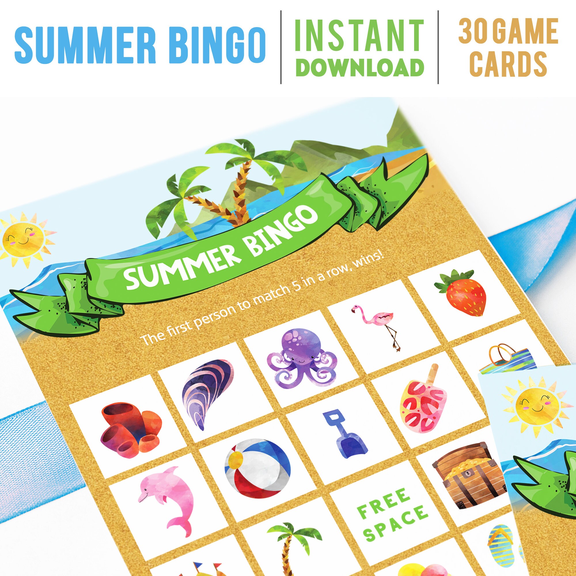 Summer Bingo for Kids Fun Printable Game | Etsy