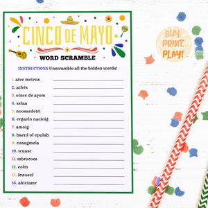 Cinco De Mayo Games - Word Scramble | Office Party | School Games ...