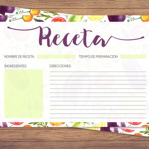 Recipe Cards in Spanish Kitchen Cards Cooking Cards | Etsy