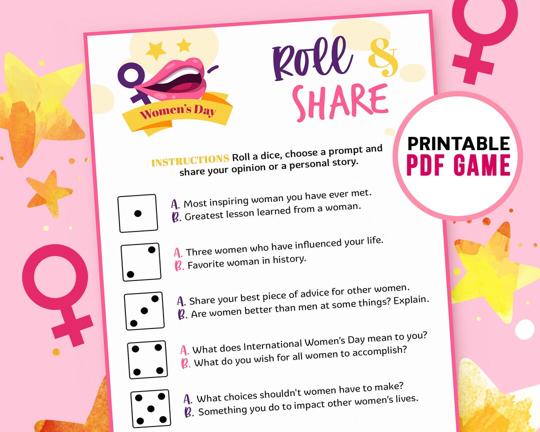 International Womens Day Dice Games Roll and Share Icebreaker Activity ...