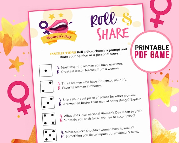 International Womens Day Dice Games Roll and Share | Etsy