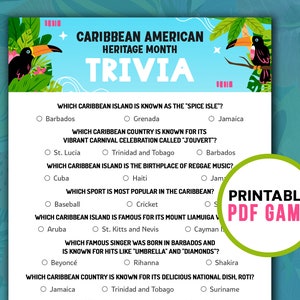 Caribbean American Heritage Month Party Printable Games Bundle | 8 Fun ...