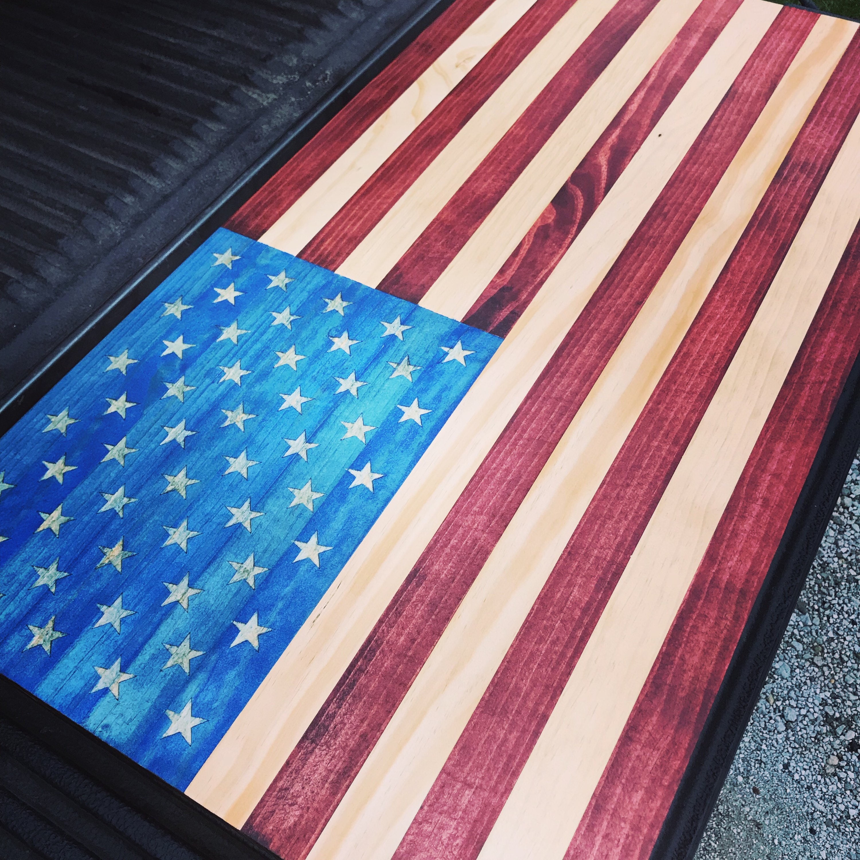 Full Color, Stained Wood (burning Optional) American Flag - Etsy