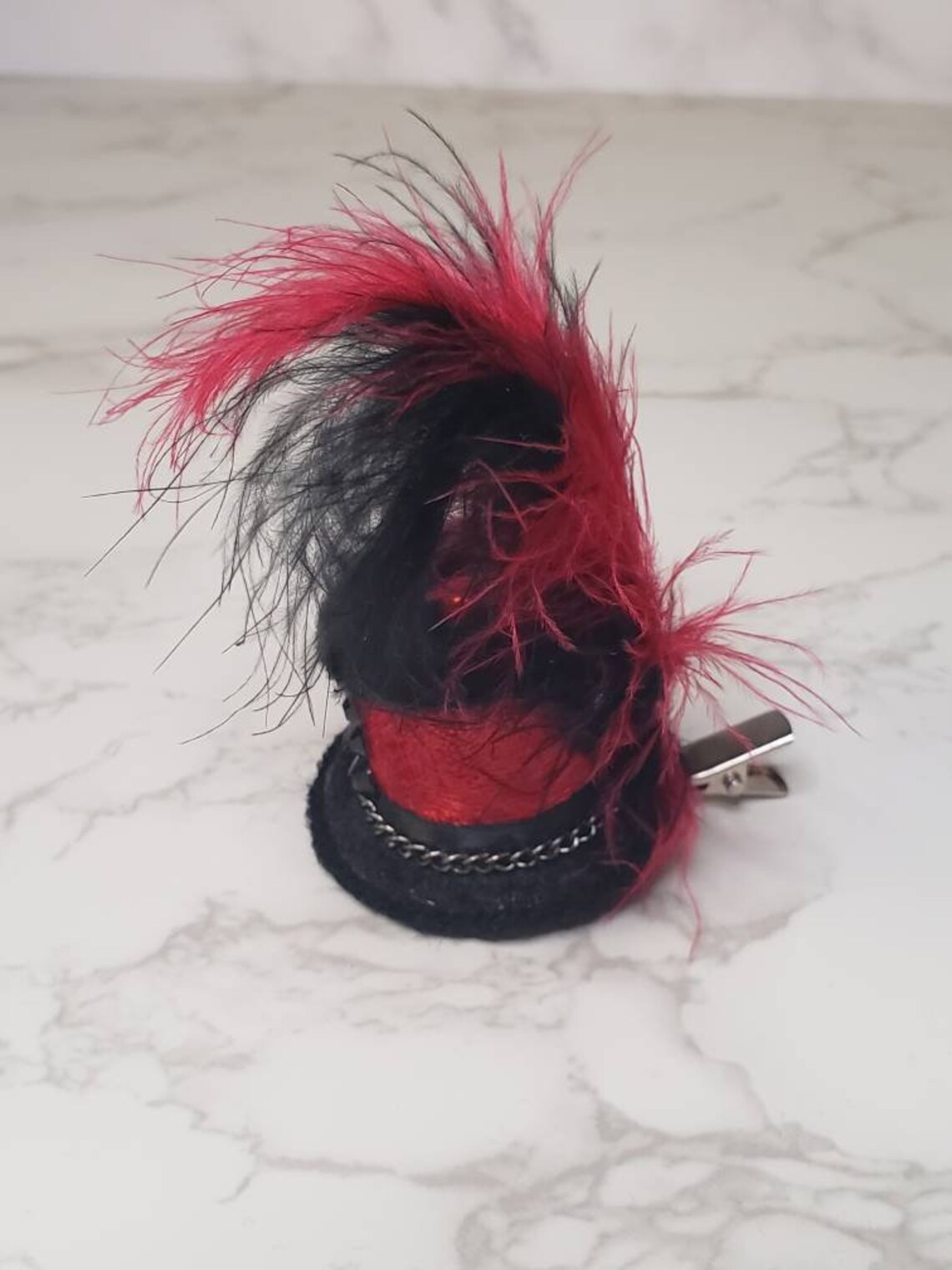 Black Red Victorian Goth Vampire Costume Tiny Top Hat Closed Bottom W ...