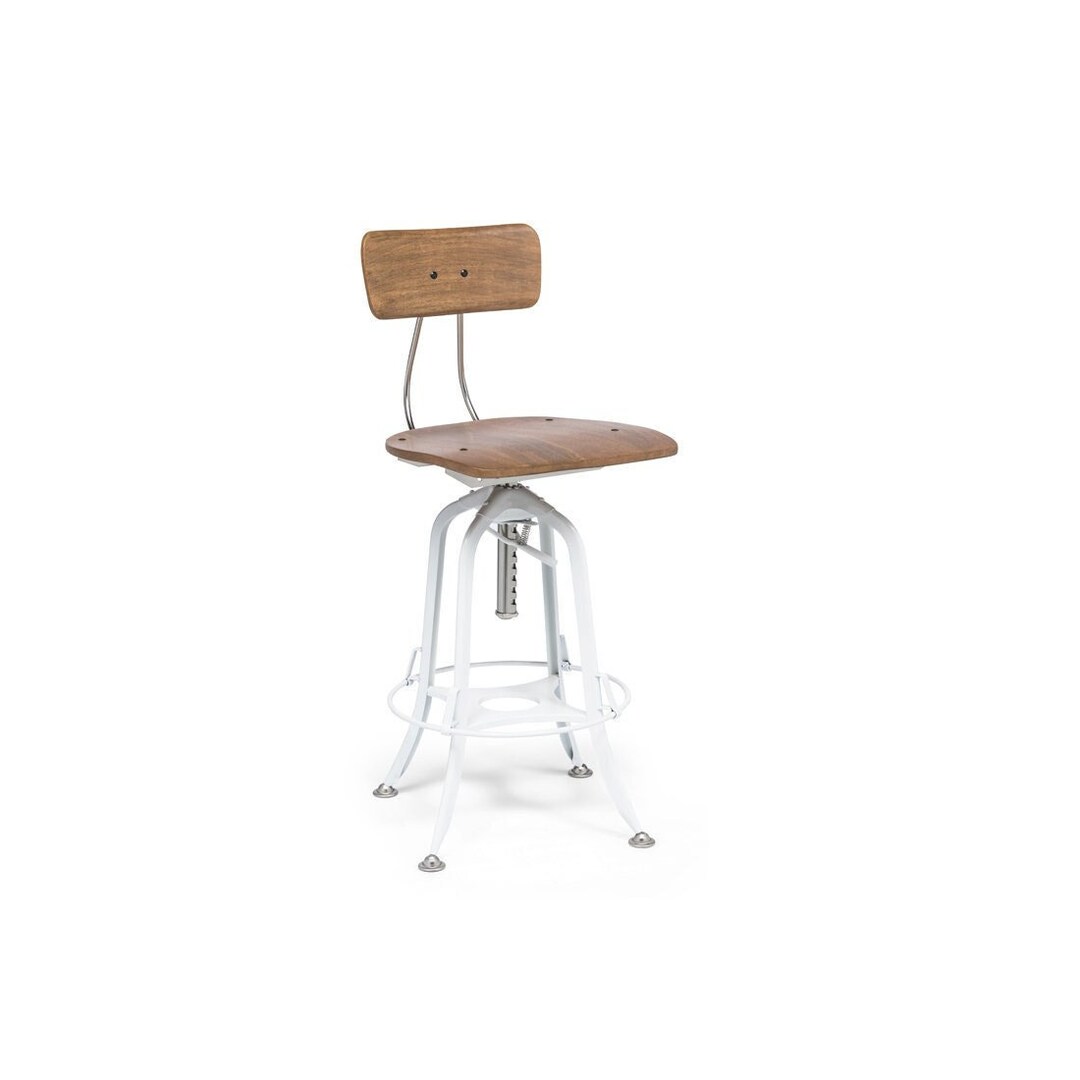 Hamptons Style White Kitchen Bar Counter Stool Chair With Back Height ...