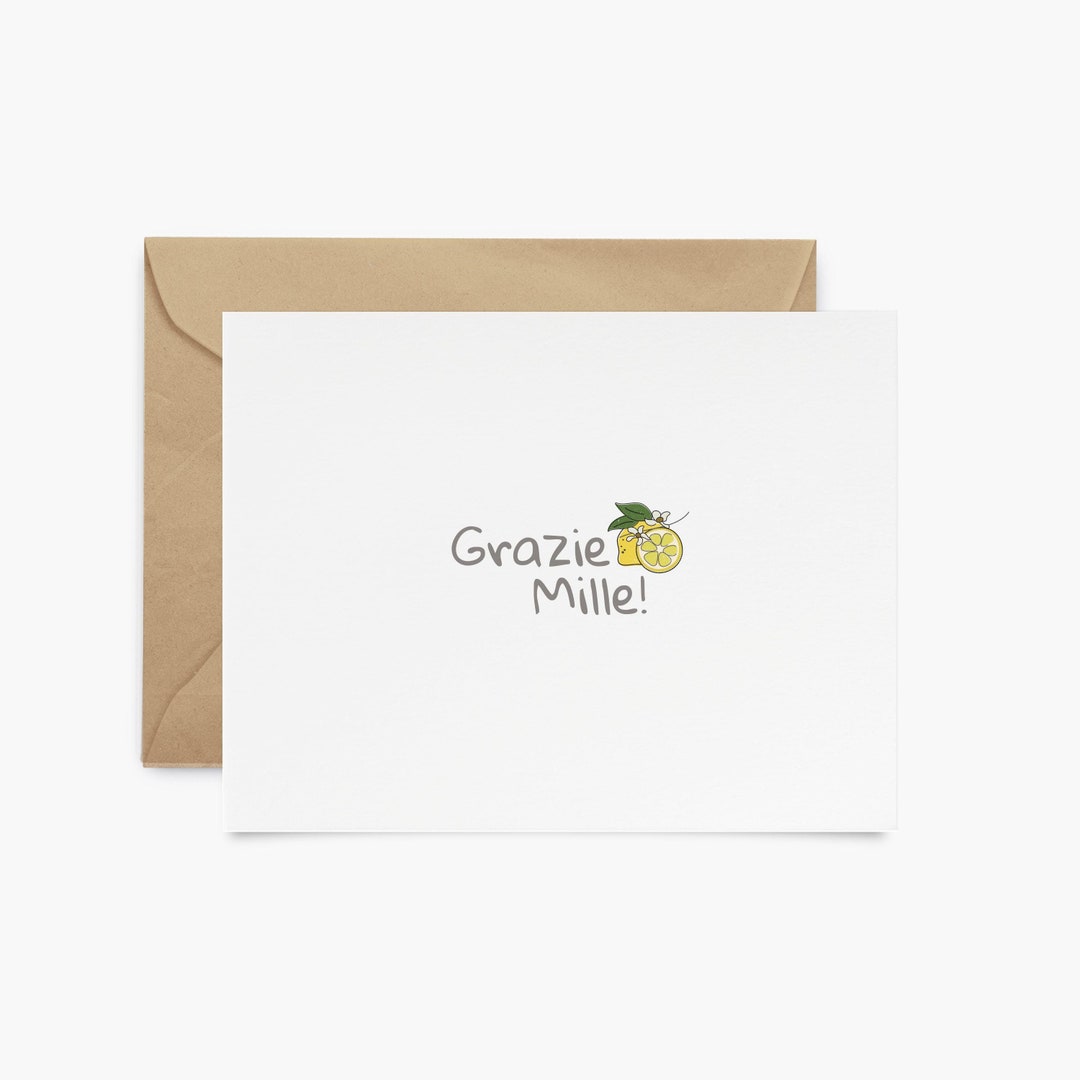 Italian Thank You Card Set – Grazie Mille! Lemon Design | Cute Italian ...
