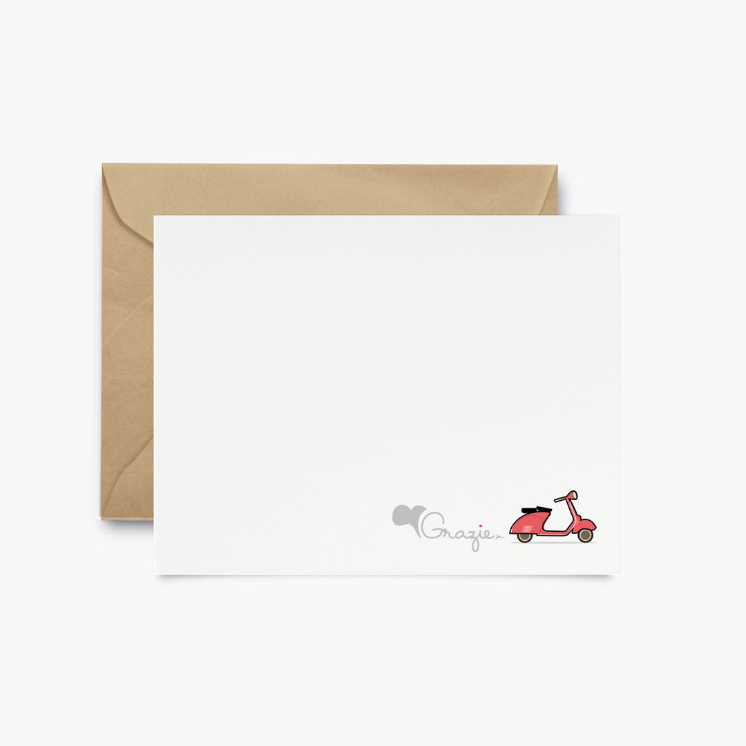 Grazie Italian Thank You Card Set | Vespa Greeting Cards, Cute Thank ...