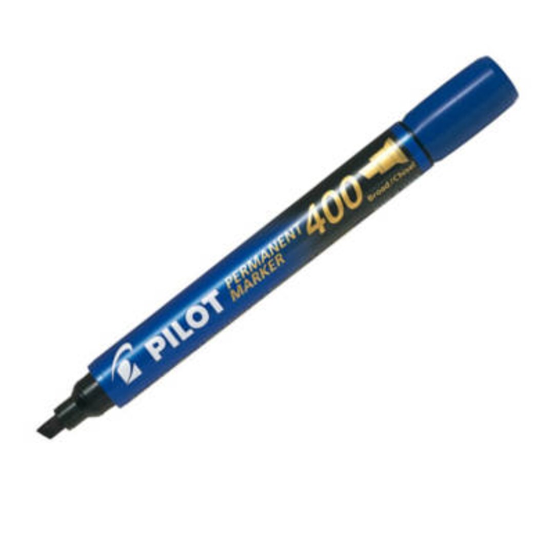Pilot Permanent Marker 400, Broad Chisel Tip, Blue Single Pen, Glass ...