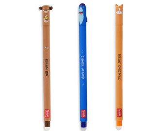 Legami Erasable Gel Pens, Kawaii Dino Pig Llama Astronaut Pen, Study ...