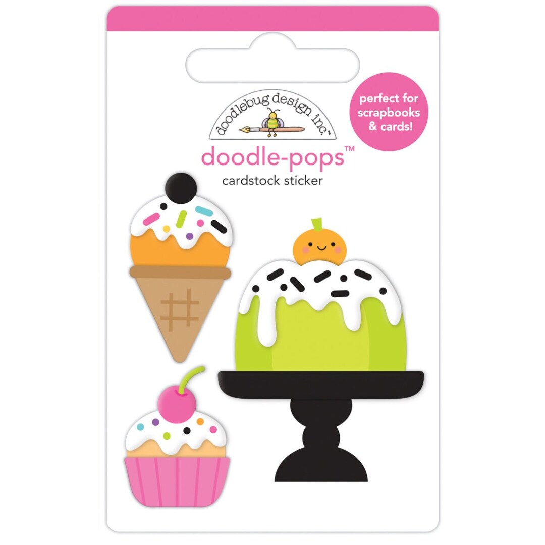 Doodlebug Cake and I-scream Doodle-pops Cardstock Stickers, Dimensional ...