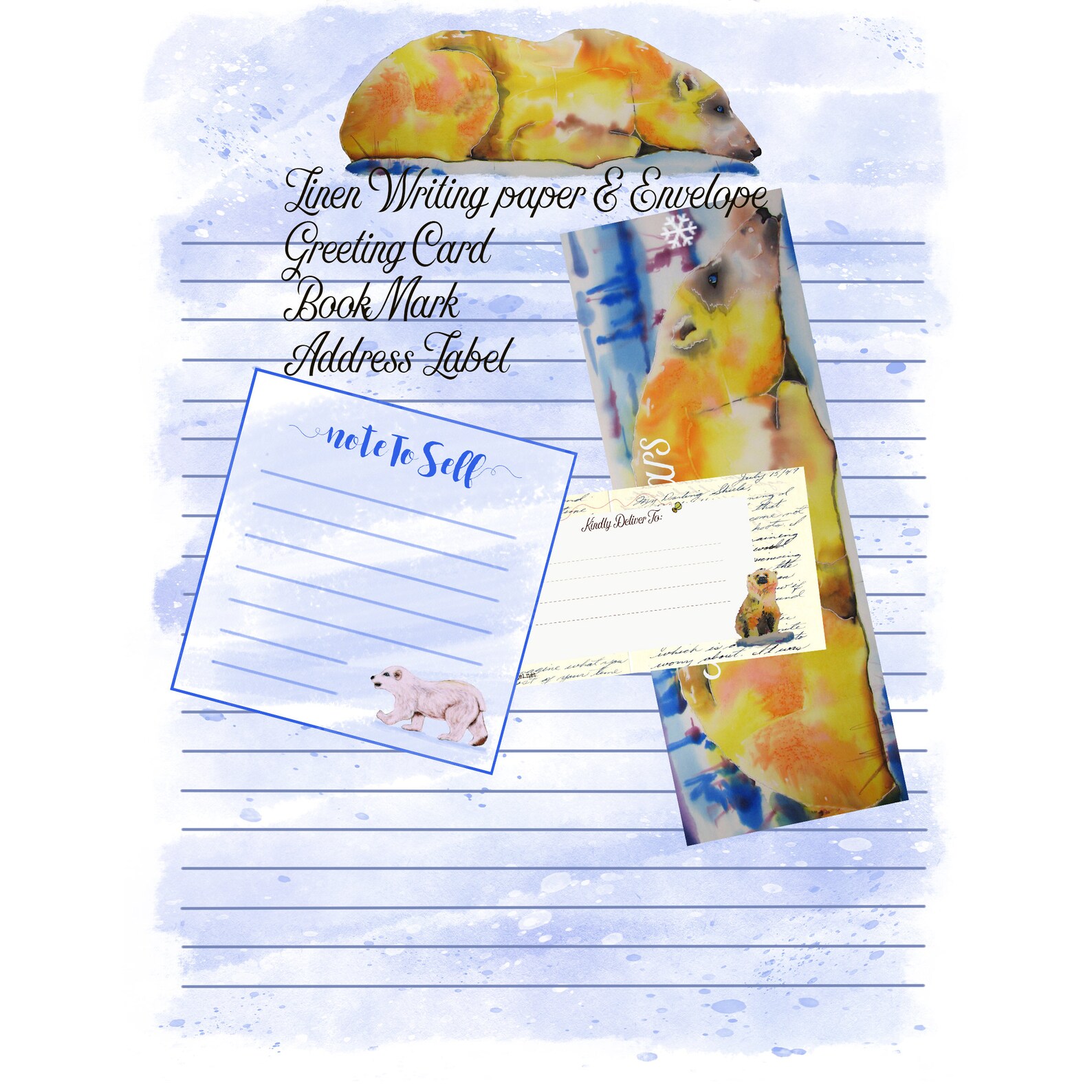 Polar Bear Contemplation-writing Set Stationery Set - Etsy Canada