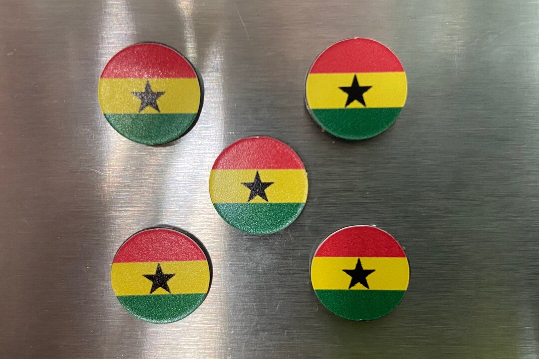 Ghana Flag Round Magnets, Set of 5–1/2 Inch Diameter–use for Crafts ...