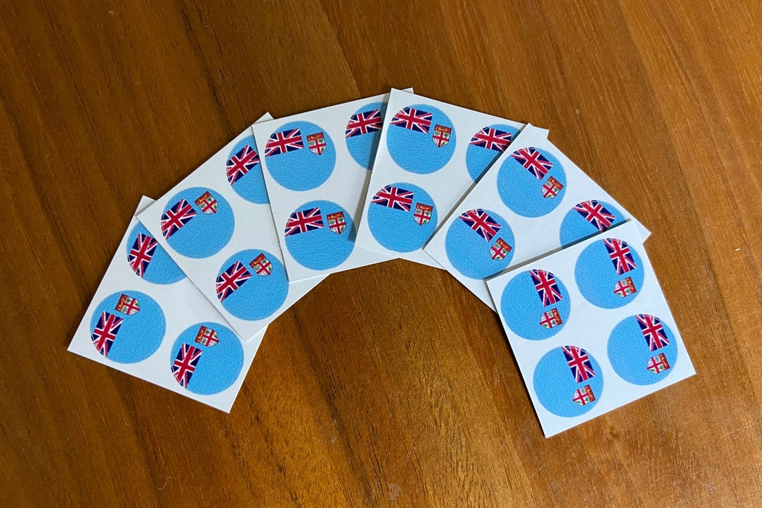 Fiji Flag Round Stickers, Set of 24–1/2 Inch Diameter–use for Crafts ...
