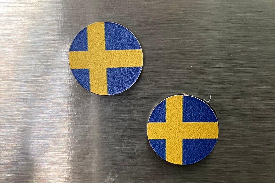 Sweden Flag Round Magnets-(set of 2)-1/2 Inch Diameter–use for Crafts ...
