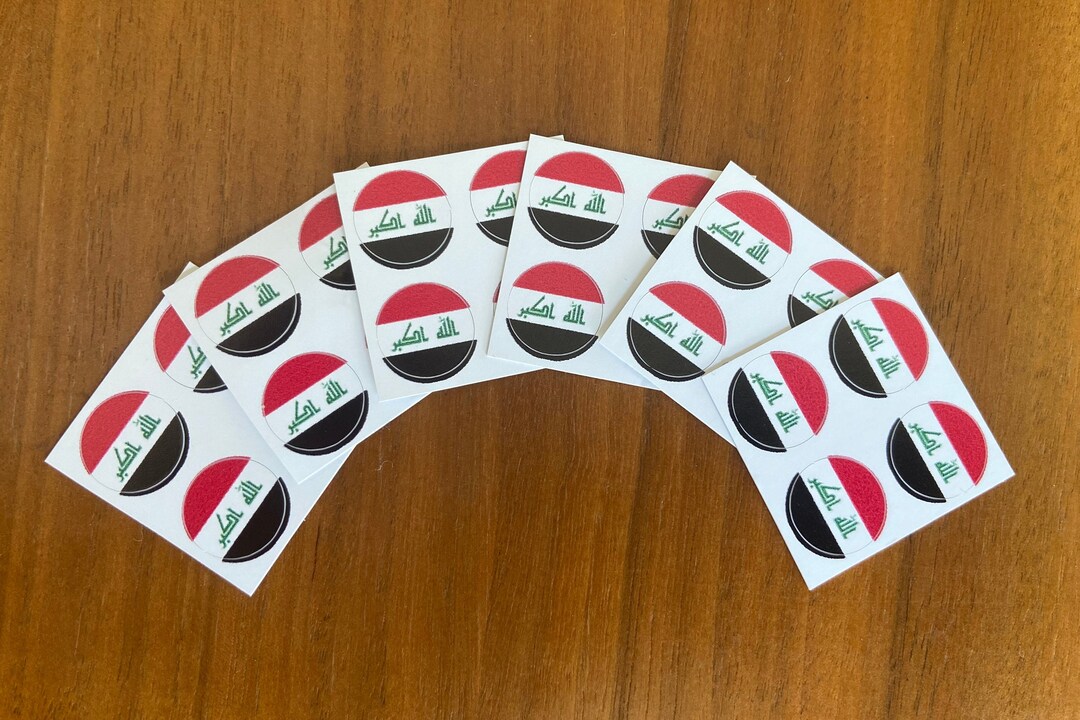 Iraq Flag Round Stickers, Set of 24–1/2 Inch Diameter–use for Crafts ...