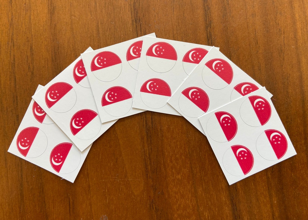 Singapore Flag Round Stickers, Set of 24–1/2 Inch Diameter–use for ...