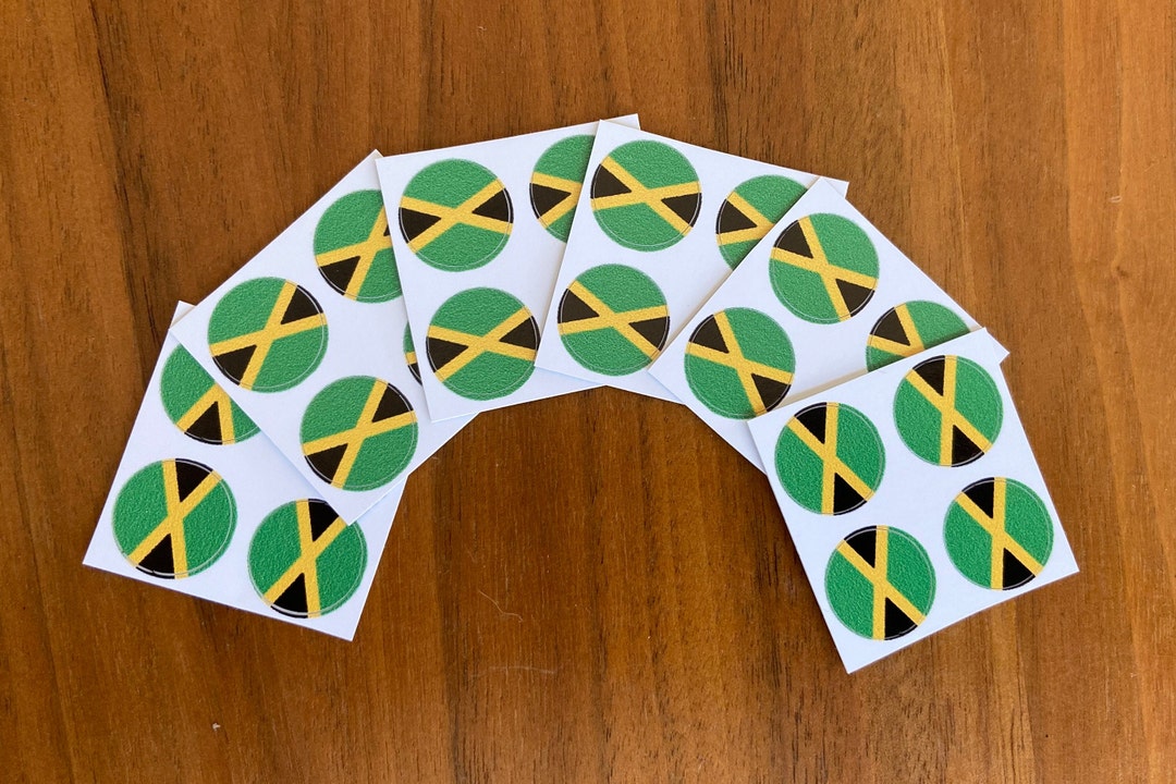 Jamaica Flag Round Stickers, Set of 24–1/2 Inch Diameter–use for Crafts ...