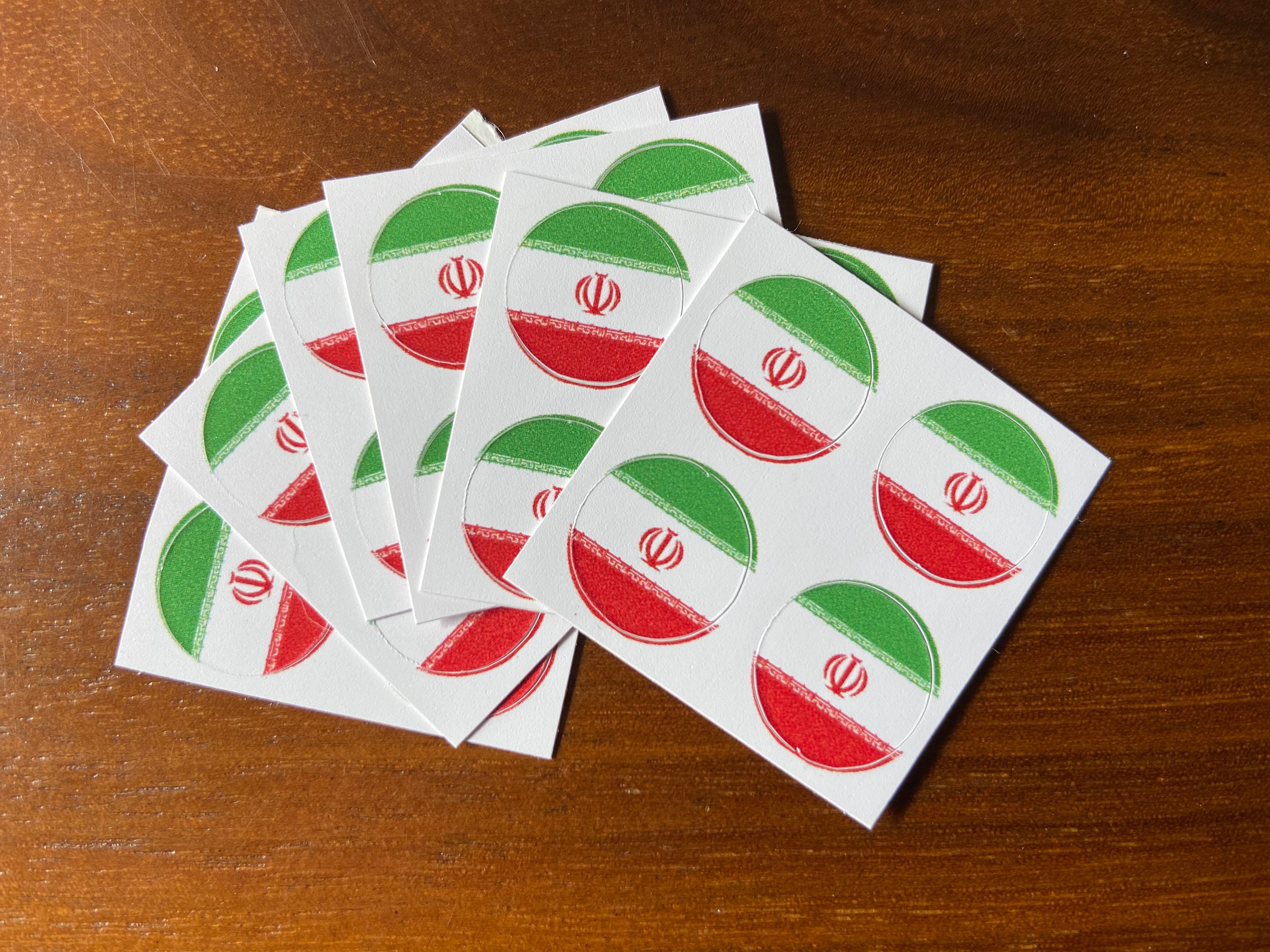 Iran Flag Round Stickers, Set of 24–1/2 Inch Diameter–use for Crafts ...