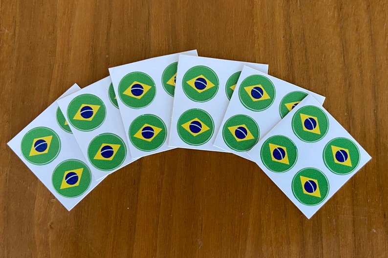 Calcomanías redondas de la bandera de Brasil, juego de 24–1/2 pulgadas ...