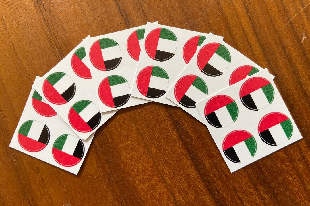 United Arab Emirates Flag Round Stickers, Set of 24–1/2 Inch Diameter ...
