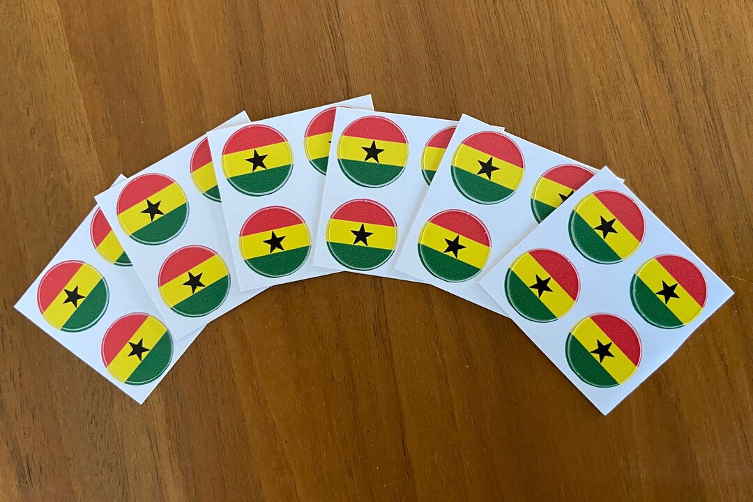 Ghana Flag Round Stickers, Set of 24–1/2 Inch Diameter–use for Crafts ...
