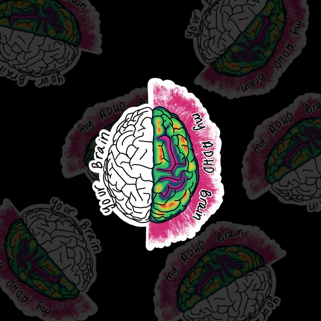 ADHD Brain Sticker ADHD Awareness Mental Health Sticker - Etsy