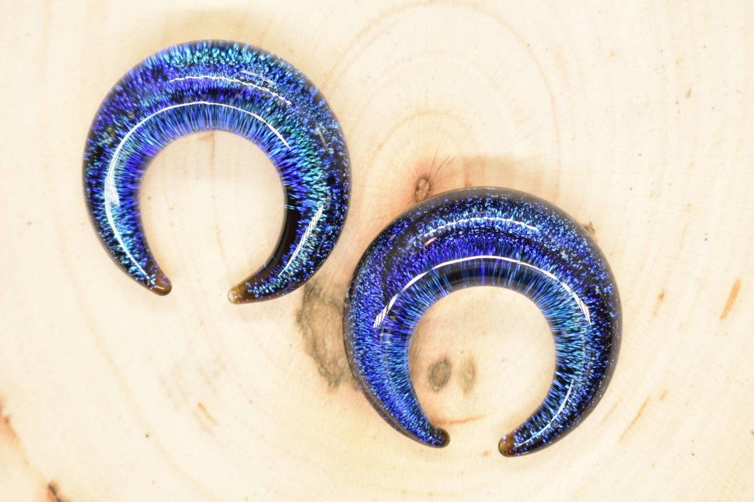 Cosmic Blue Glass Pincher SINGLE Ear Gauge Plug Septum - Etsy