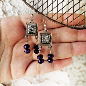 Mayan Art Earrings Violet Jewelry Mayan Jewelry Mexican - Etsy