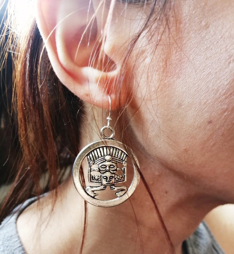 Mayan Glyph Earrings Mayan Aztec Hoop Earrings Tribal Etsy