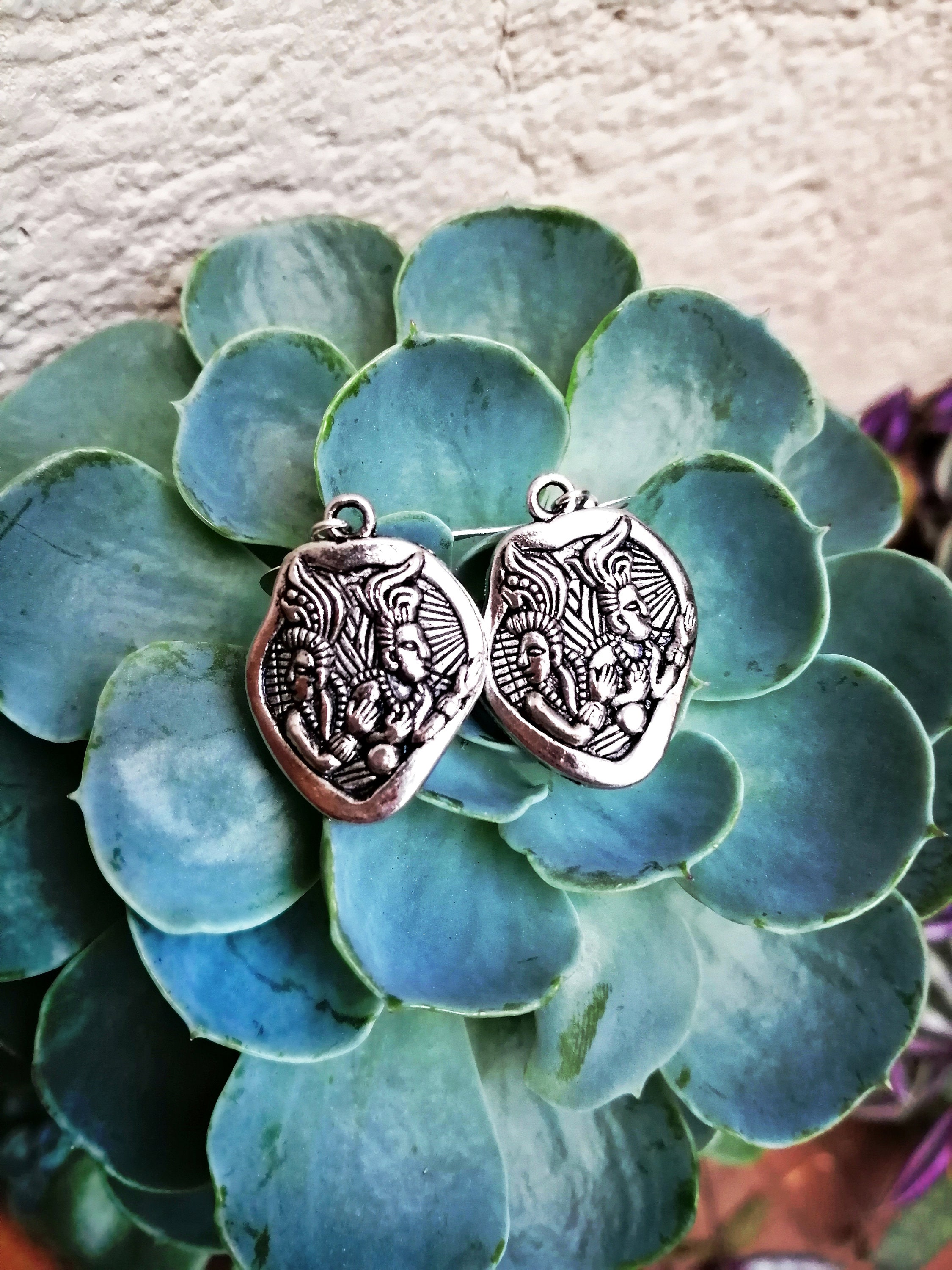 Silver Dangle Earring Mayan Aztec Design Jewelry Everyday | Etsy