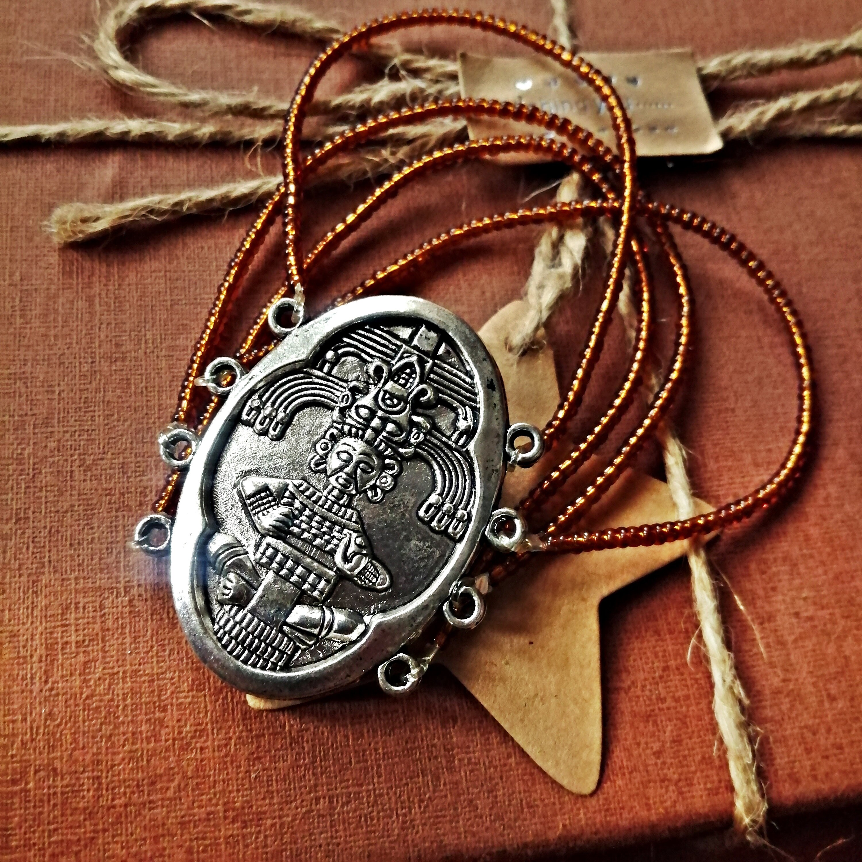 Mayan Big Silver Charm Seed Beads Stacking Bracelets Browns - Etsy