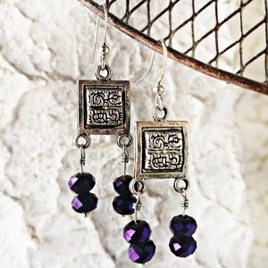 Mayan Art Earrings Violet Jewelry Mayan Jewelry Mexican - Etsy