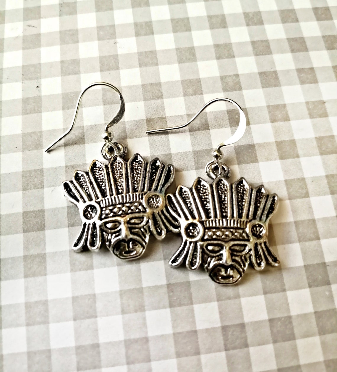 Mayan Ethnic Earrings Tribal Aztec Warrior Earrings Mexican Etsy