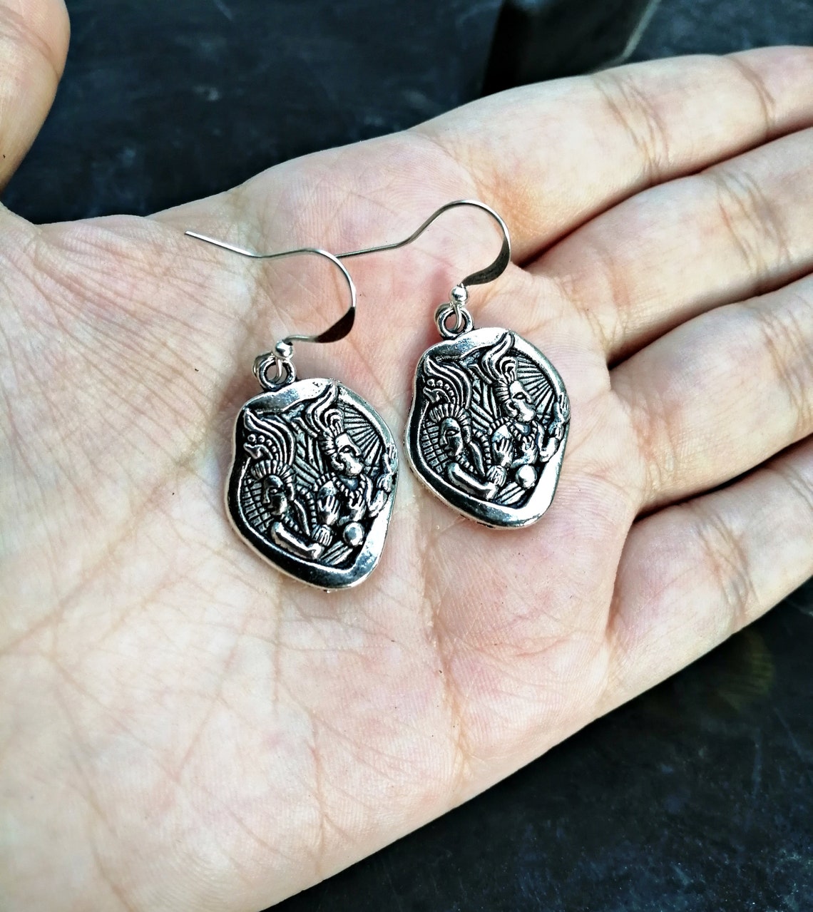Silver Dangle Earring Mayan Aztec Design Jewelry Everyday | Etsy