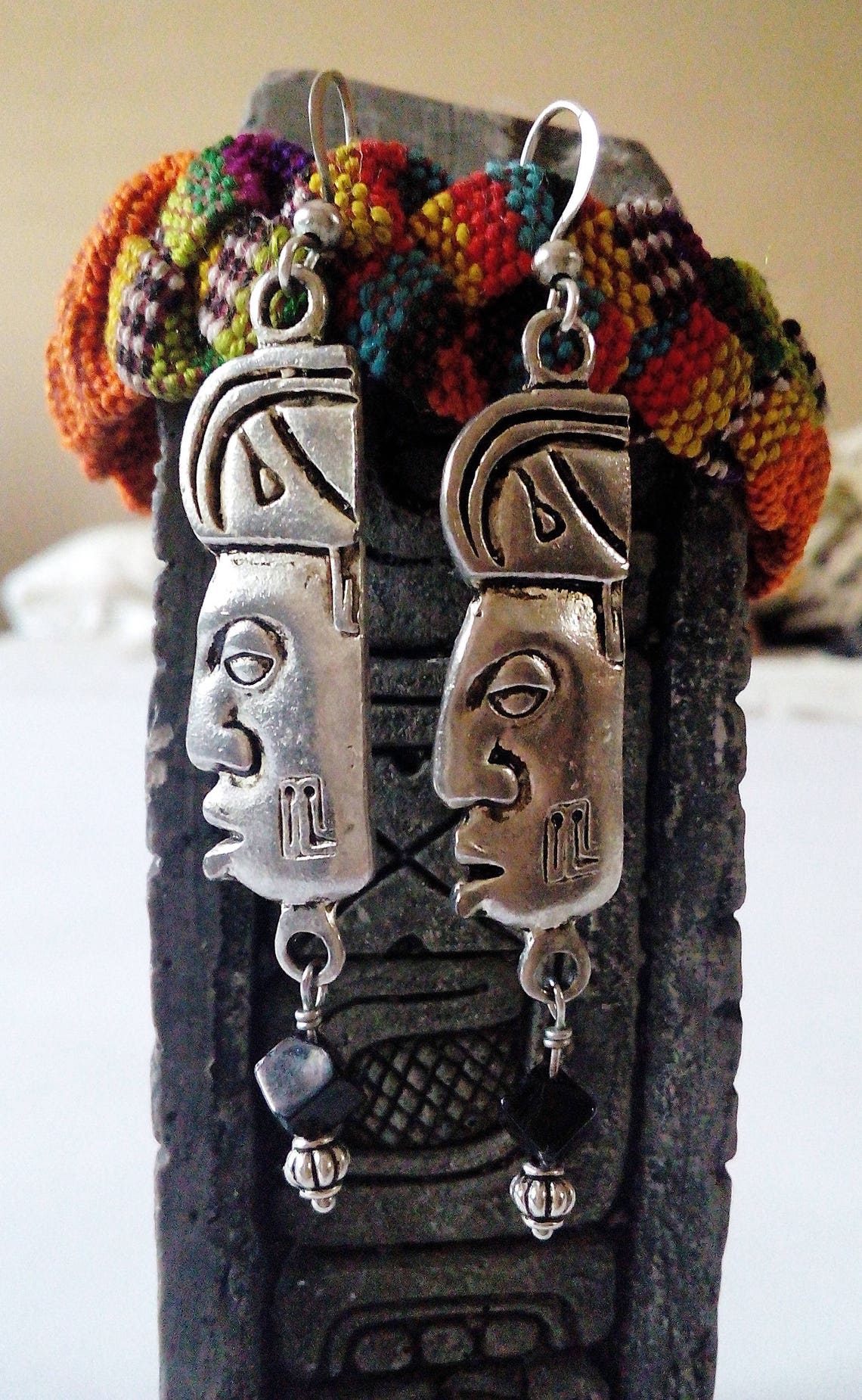 Mayan Tribal Face Earrings Native American Earrings Etsy