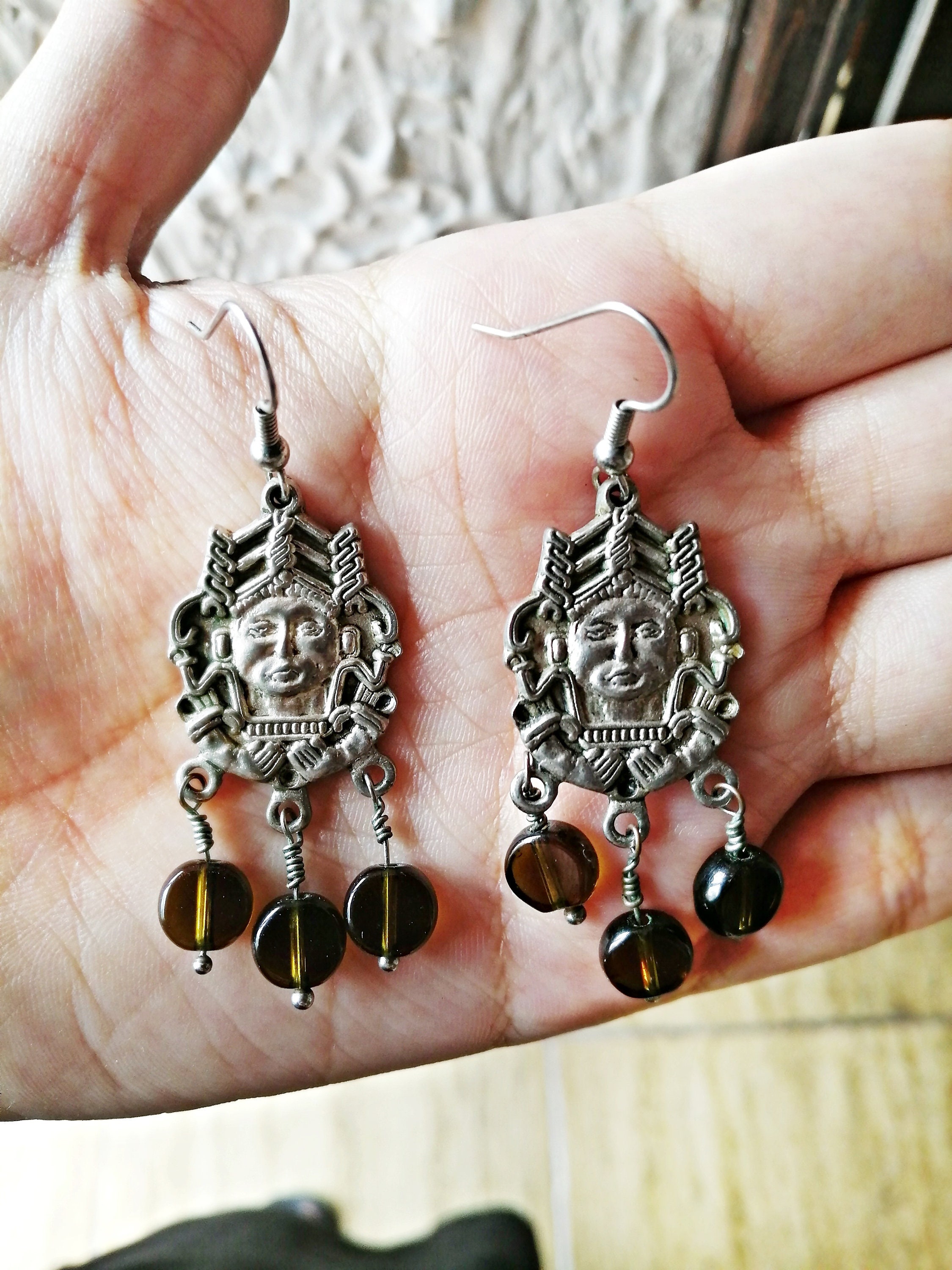Mayan Jewelry Mayan Earrings Tribal Dangle Earrings Ethnic Etsy