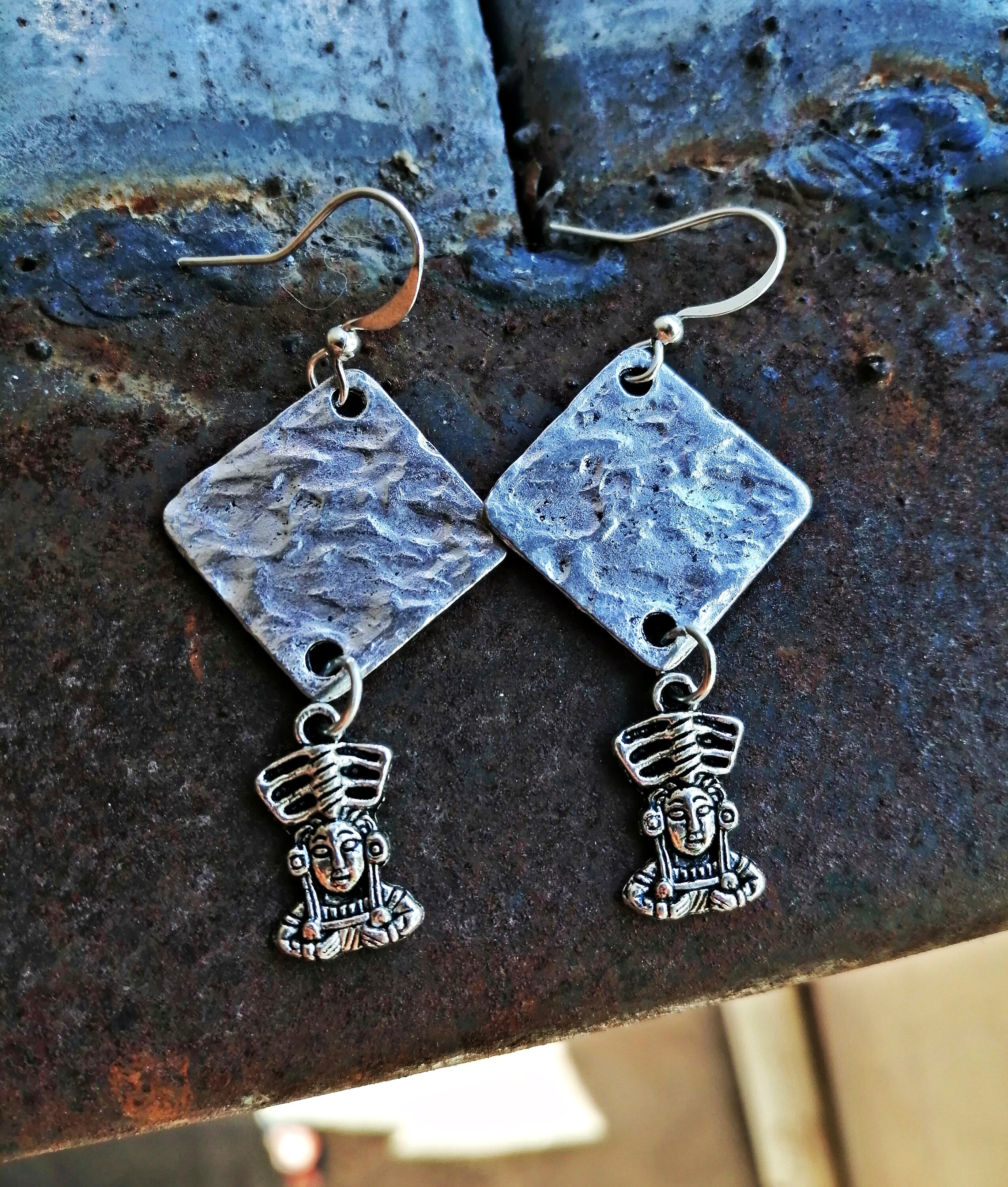 Ethnic Earrings Carved Silver Earrings Trendy Sterling - Etsy