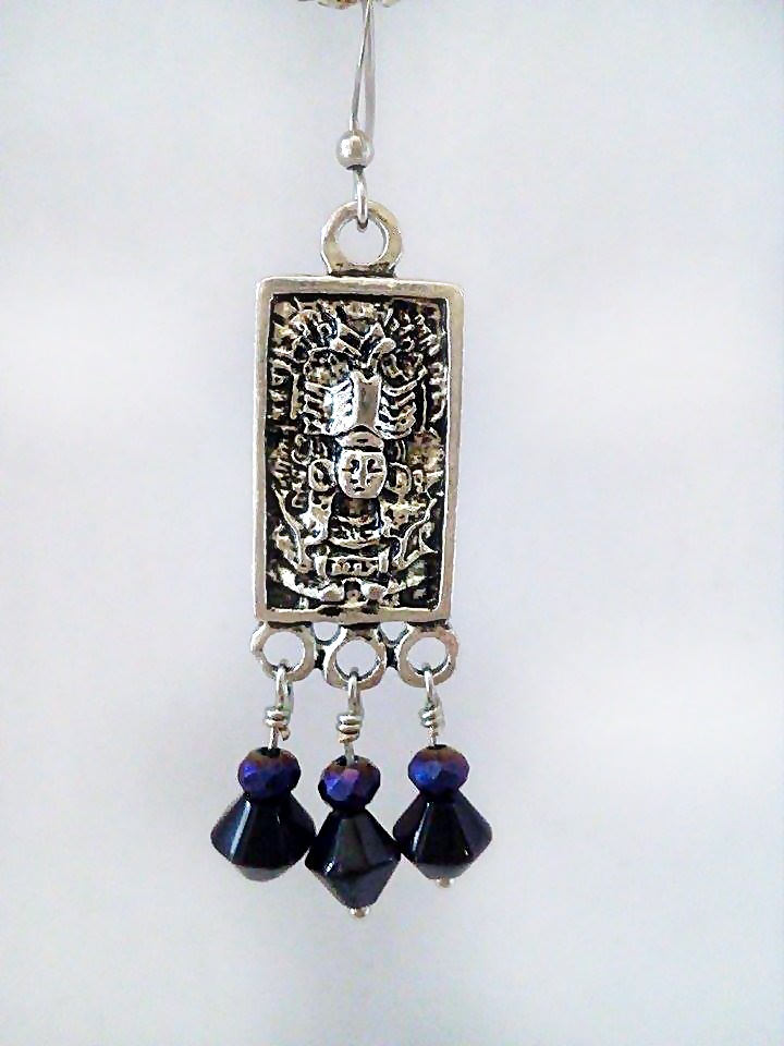 Aztec Design Earrings Mexican Jewelry Long Silver Pendants | Etsy
