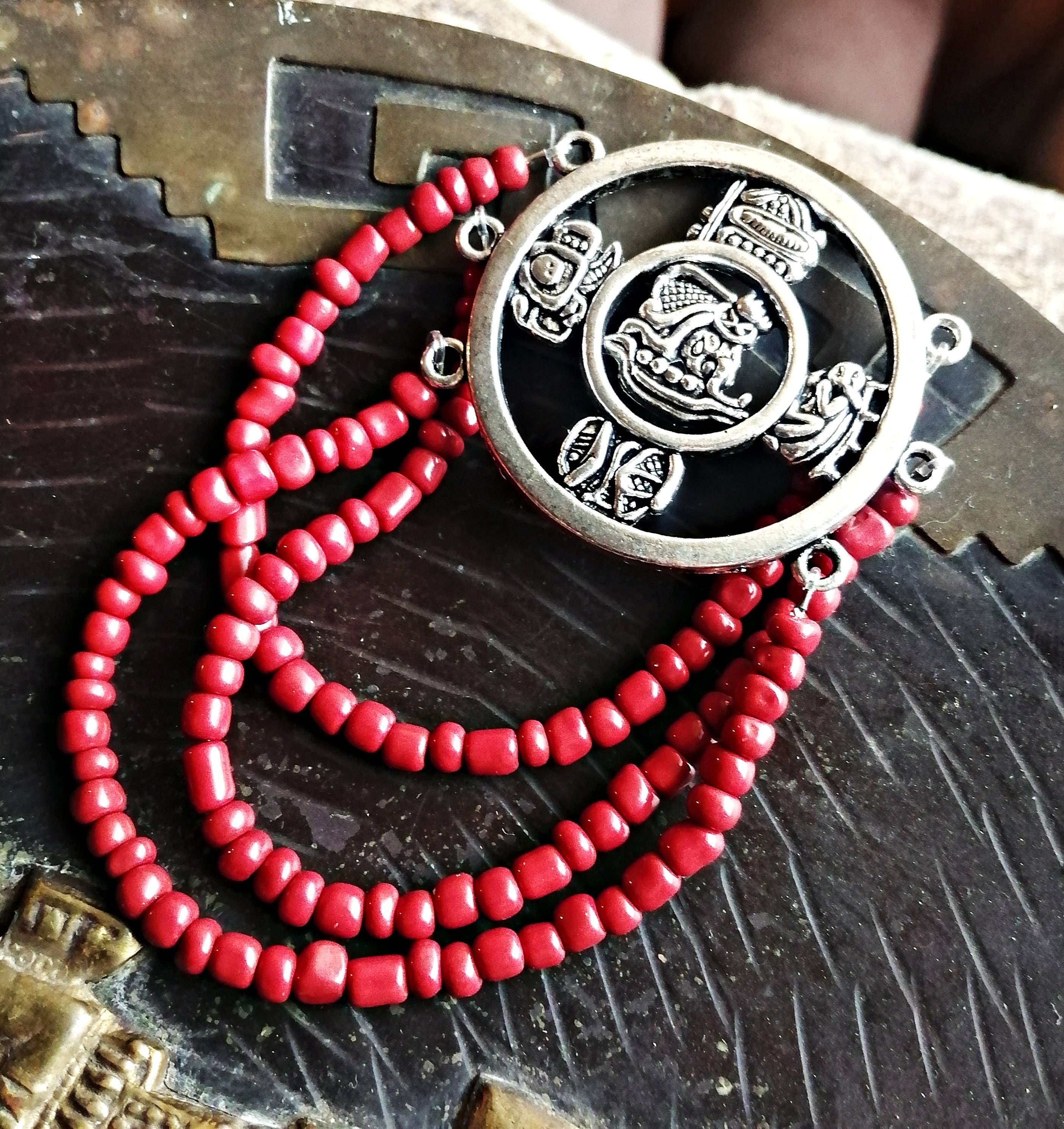 Red Seed Beads Mayan Bracelet Mayan Jewelry Mayan Bangle - Etsy