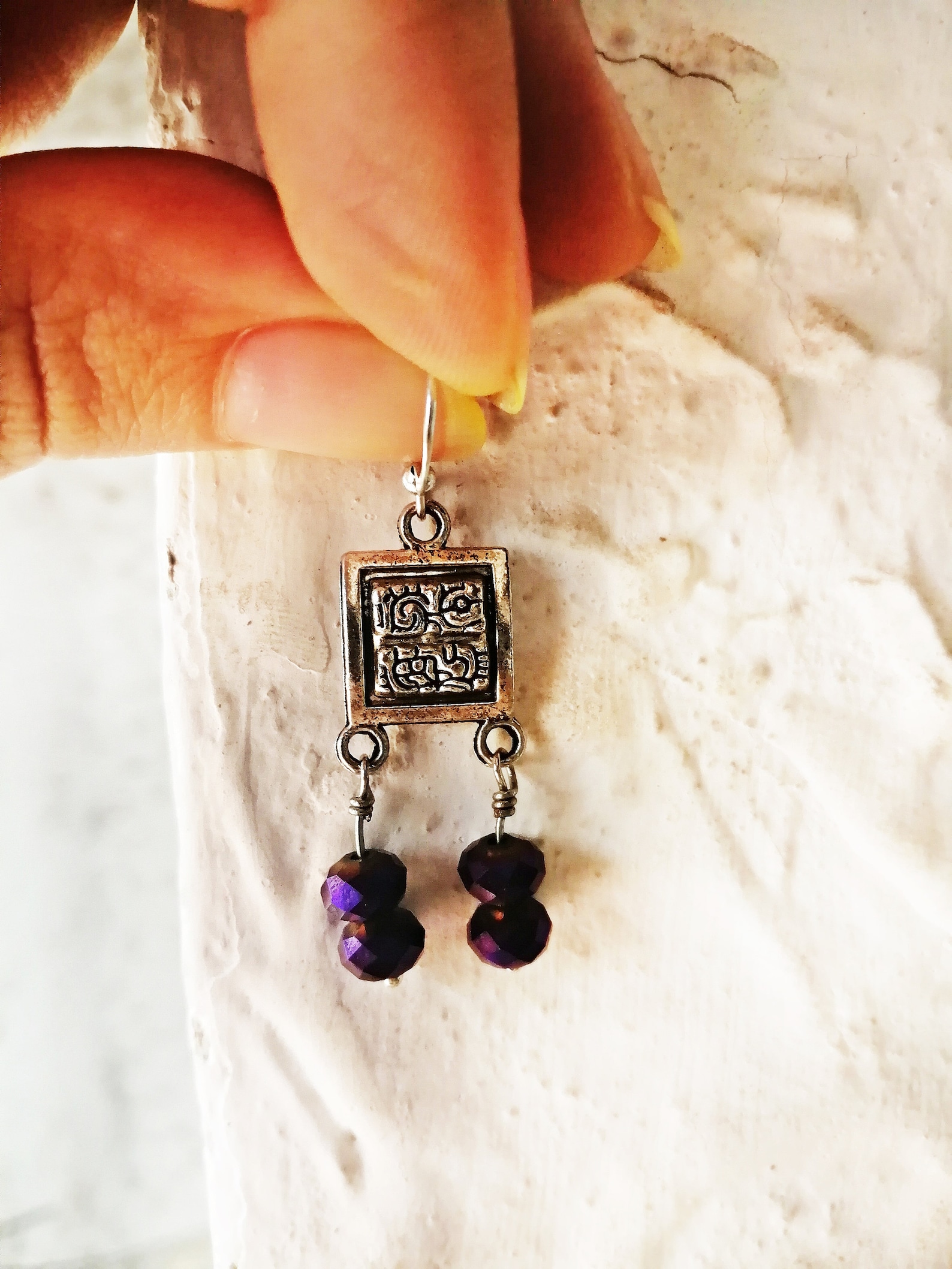 Mayan Art Earrings Violet Jewelry Mayan Jewelry Mexican - Etsy