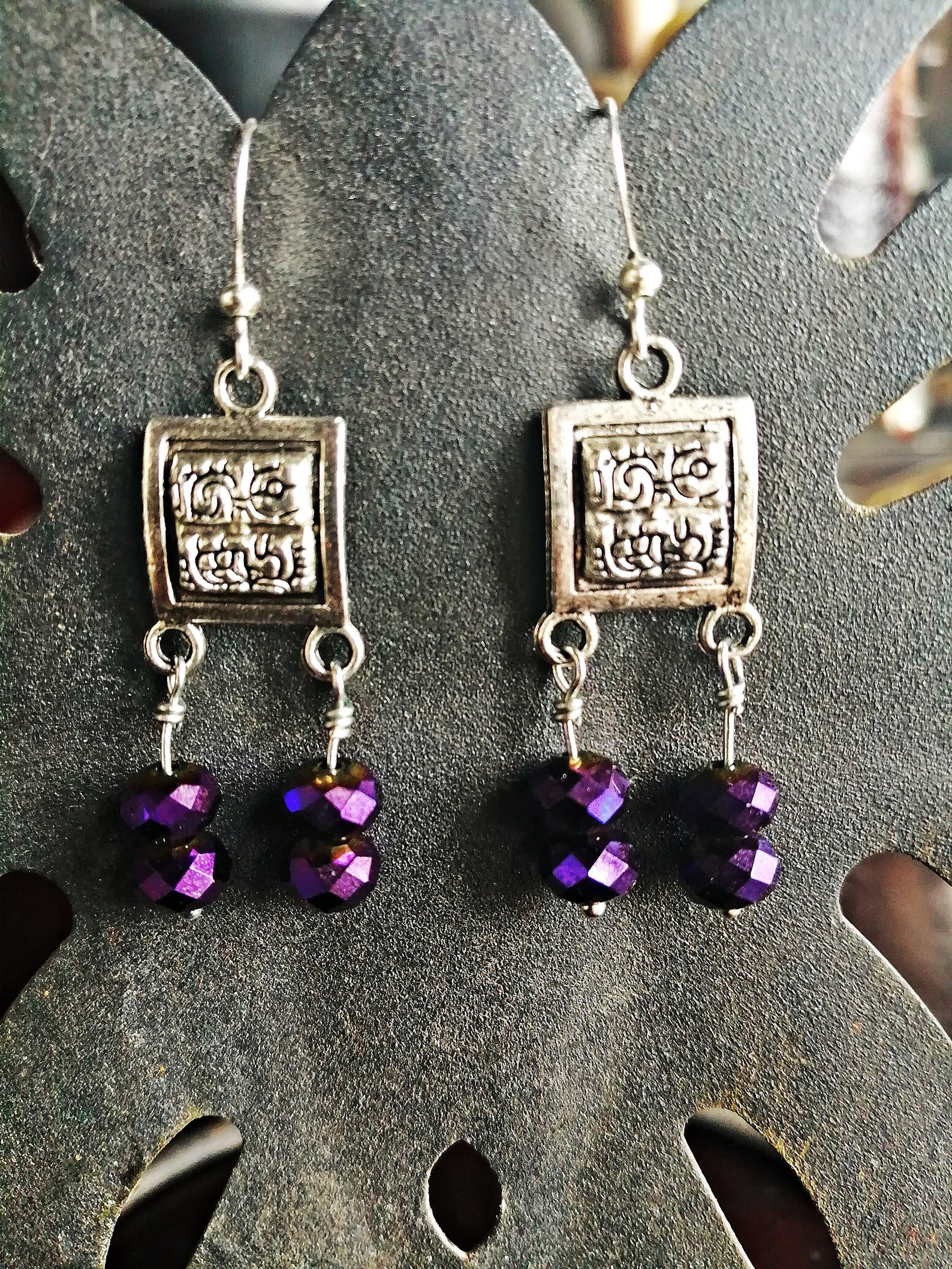 Mayan Art Earrings Violet Jewelry Mayan Jewelry Mexican - Etsy