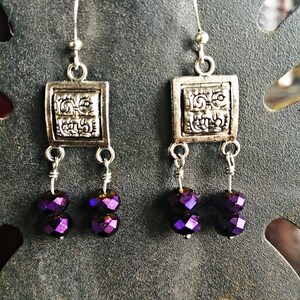 Mayan Art Earrings Violet Jewelry Mayan Jewelry Mexican - Etsy