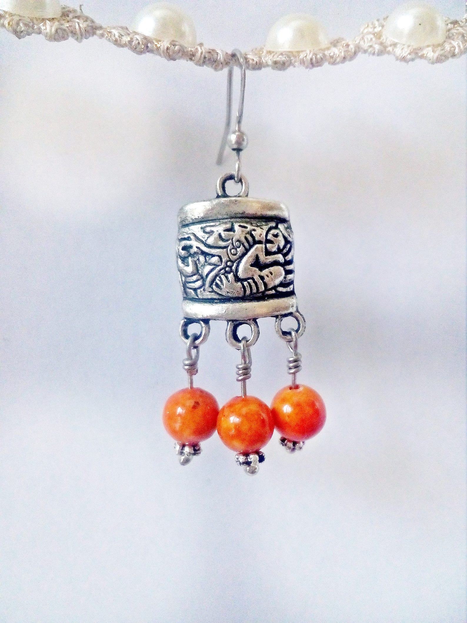 Orange Mayan Earrings Orange Jewelry Orange Native Jewelry - Etsy
