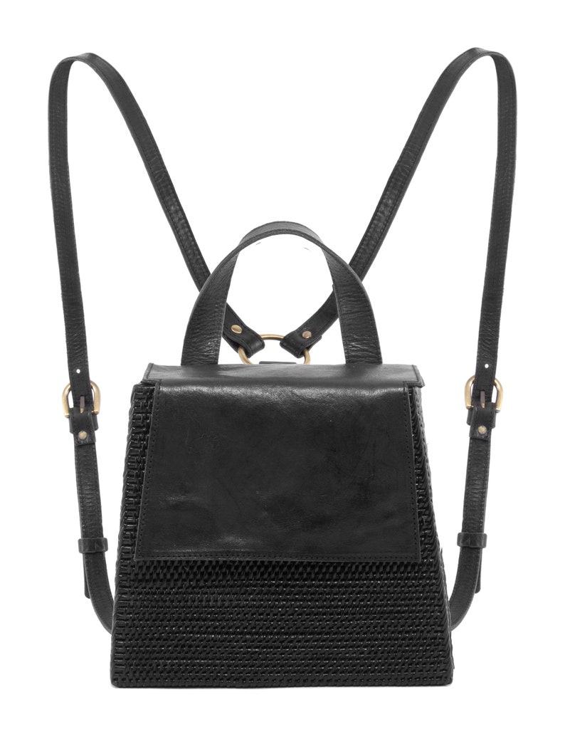Bali Rattan & Eco Leather Mini Backpack Handbag | Etsy
