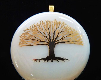 Gold tree pendant | Etsy